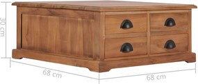 Konferenční stolek 68 x 68 x 30 cm masivní teakové dřevo 286274