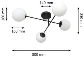 Přisazený lustr MOON 4xE27/15W/230V černá