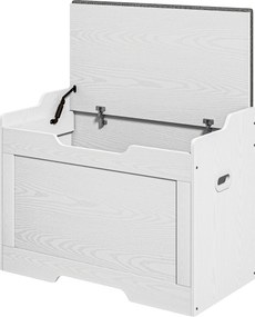 HOMCOM 103 litrová úložná truhla s víkem, sedák, sedací truhla s úložným prostorem, odnímatelný sedák, do obývacího pokoje, ložnice, bílá | Aosom