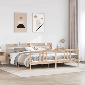 Rám postele s čelem 200 x 200 cm masivní borové dřevo 3306718