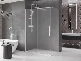 Mexen Velar, sprchový kout s posuvnými dveřmi 140 x 85 cm, 8mm sklo námraza, bílá matná, 871-140-085-31-20