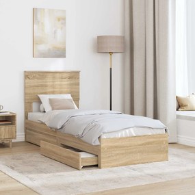 Postel s úložným prostorem se zásuvkou Sonoma dub 75 x 190 cm 3410849