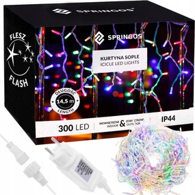 Záclona Světelná Girlanda Rampouchy Lampičky 300LED Multicolor Flash Osvětlení