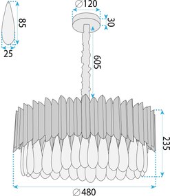 Toolight Toolight, křišťálové stropní svítidlo 8xE14, APP1657-8CP, černá, OSW-04062