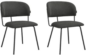 Danish style Jídelní židle Claudia (SET 2 ks), textil, tmavě šedá