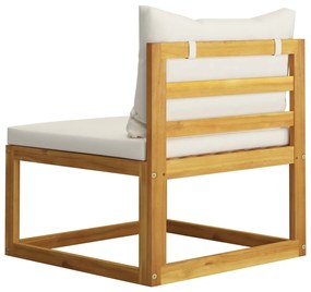 vidaXL 3057658 Marketos 4 Piece Garden Lounge Set with Cushion Cream Solid Acacia Wood (311855+311863)