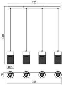 Redo 01-3143 - Lustr na lanku STEM 4xE27/42W/230V