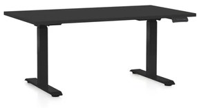 Výškově nastavitelný stůl OfficeTech D, 140 x 80 cm, černá podnož, černá