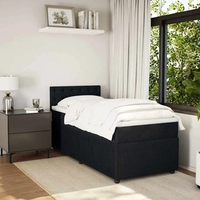Box spring postel s matrací černá 90x200 cm samet 3289940