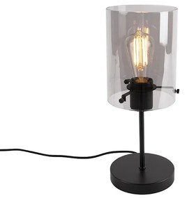 Designová stolní lampa černá s kouřovým sklem na standardu - Dome