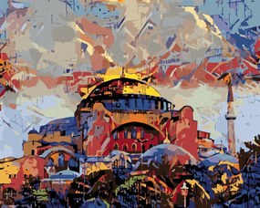 zuty zuty - malování podle čísel - muzeum hagia sophia v istanbulu, 40x50 cm, plátno