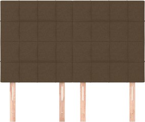 Čelo postele tmavě hnědé 144x5x118/128 cm látkové 3116333