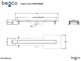 Hopa VIRGO BASIC 80 cm ZLOL80VB odtokový žlab s roštem