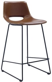 OnaDnes -20% Koňakově hnědá koženková barová židle Kave Home Zahara 65 cm