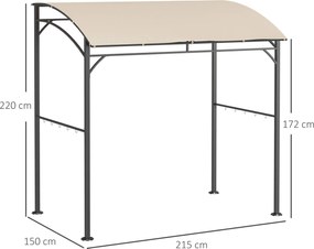 Outsunny altán na grilování Zahradní altán se stříškou na grilování odolnou proti UV záření, ocelový rám a háčky, polyester, béžová barva, 215x150x22…