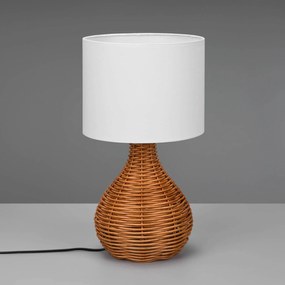 Stolní lampa Sprout, ratan a textil, bílá/přírodní