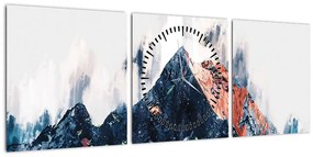 Obraz - Abstraktní hora (s hodinami) (90x30 cm)
