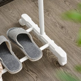 HOMCOM Standardní závěsný stojan na oblečení s nastavitelnou výškou a spodní policí na kolečkách, nerezová ocel 68,5x42x87-145 cm Bílá Stříbrná