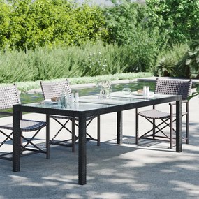 vidaXL Zahradní stůl 190 x 90 x 75 cm tvrzené sklo a polyratan [316715] Barva: Černobílý
