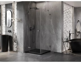 Mexen Lunar, výklopný sprchový kout levý 70 x 70 cm, 8mm čiré sklo, grafitový profil, 834-070-070-95-00-L