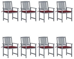 Zahradní židle s poduškami 8 ks masivní akáciové dřevo šedé,  3078231