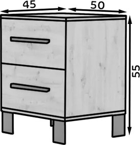 ADRK Furniture Noční stolek se zásuvkami MALEN