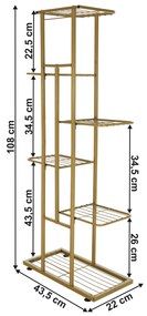 Kondela Kovový stojan na kvety, zlatá, BAMIR TYP 3