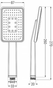 Mexen příslušenství - 1-bodový ruční sprchový set R-54, černý, 785546053-71