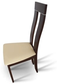 TEMPO Dřevěná židle, ořech / ekokůže béžová, DESI