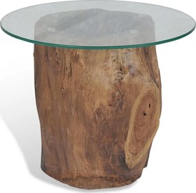vidaXL Konferenční stolek teak a sklo 50 x 40 cm [245069]
