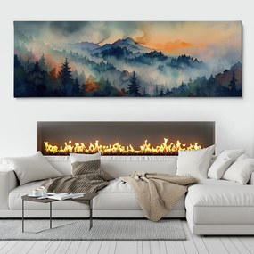 Obraz na plátně - Úsvit v mlžných lesích FeelHappy.cz Velikost obrazu: 240 x 80 cm