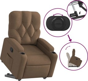 Zvedací polohovací křeslo hnědé textil 3204714
