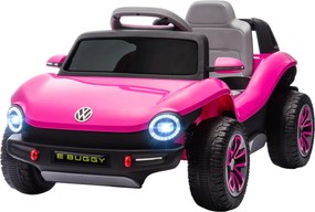 AIYAPLAY dětské elektrické auto od 3 let Volkswagen E-Buggy 12V s dálkovým ovládáním 2,4 G, odpružená kola, růžová