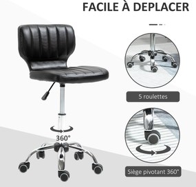 HOMCOM Kolektivní Stolička - 360° otočná pracovní stolička - ergonomická stolička - nastavitelná výška sedáku 47-62 cm - polstrovaný syntetický povrch
