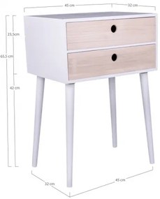 Noční stolek RIMINI HOUSE NORDIC, 2 zásuvky,  dřevo bílé House Nordic 3704940060