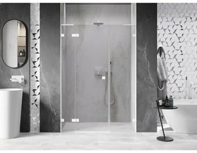 Mexen Lunar L, levé otočné sprchové dveře 120 cm, 8mm čiré sklo, bílý profil, 834SL-120-050-20-00-L