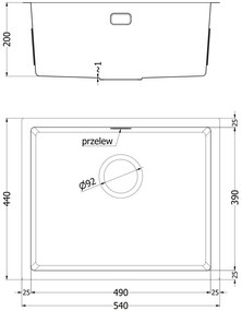Mexen Trixo, 1-komorový nerezový dřez 540 x 440 mm, broušená zlatá, vzor voština, 6414541000-55HC
