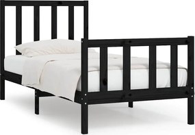 Rám postele černý masivní dřevo 75 x 190 cm malé jednolůžko 3105189