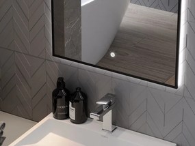 Mexen Erma osvětlené koupelnové zrcadlo 100 x 80 cm, LED 6000K, proti mlžení, černý rám - 9814-100-080-611-70