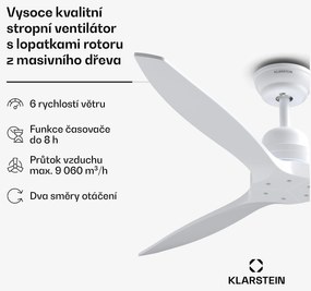 Klarstein Stropní ventilátor Santa Elena 52", 9 060 m³/h, 6 nastavení rychlosti, dálkové ovládání