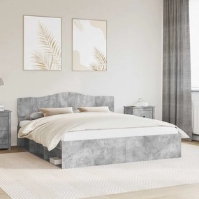 Rám postele s čelo Beton 180 x 200 cm Masivní borové dřevo 3412865