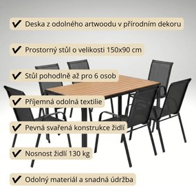 Vikio Venkovní zahradní set 150x90 pro 6 osob DK304-P přírodní