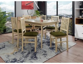 Rozkládací jídelní stůl se 6 židlemi AL15, Barva dřeva: ořech-L, Potah: 26x - Kronos 22
