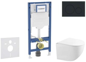 Geberit Duofix - Set předstěnové instalace, kompaktního klozetu Gaia a sedátka softclose, tlačítko Sigma20, matná černá/černá SANI11CA5119B