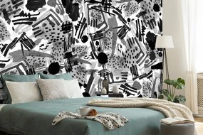 Samolepící tapeta černobílá pop art abstrakce - 300x200 cm