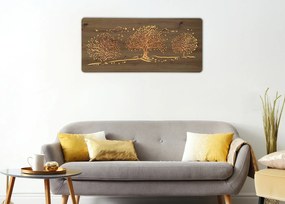 Li-Go "Tři lípy" světelný obraz s baterií 110x50cm varianta ovládání: manuál/pohybové čidlo, provedení povrchu: dub