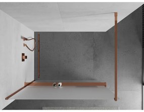 Mexen Kioto+, sprchová zástěna s poličkou a držákem na ručníky 110 x 200 cm, 8mm sklo námraza, profil růžové zlato, 800-110-121-60-30