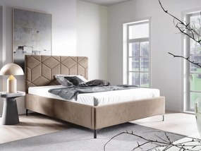 Eka Čalouněná postel BOX+ 120x200 cm Barva látky Trinity: Béžová (Trinity 2304), Úložný prostor: S kovovým rámem úložného prostoru, Barva nožek postele: Černá