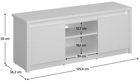 Kondela TV stolek 2D/125, bílá, ERODIN