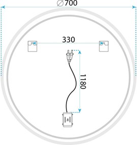 Tutumi Zrcadlo ⌀70 cm s vyhříváním a regulovatelným LED osvětlením HOM-00204